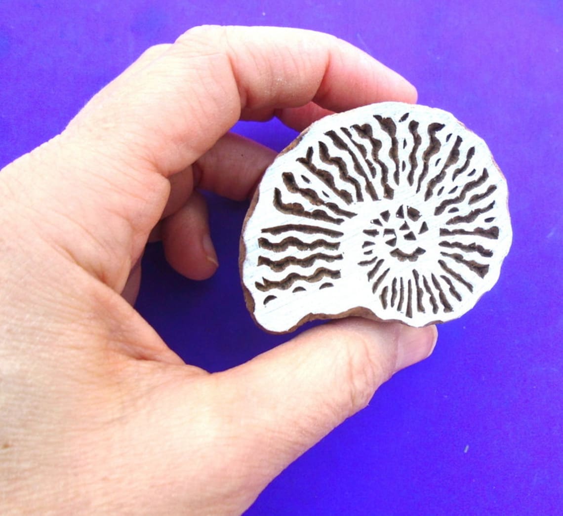 Sea Shell Spiral Wood Stamp Hand Carved Fabric Textile Indian - Etsy
