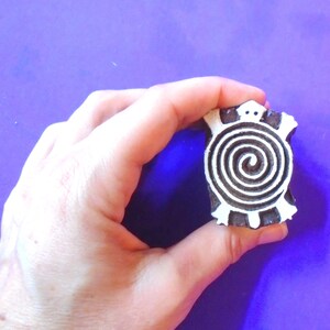 Native American Turtle Print Block Spiral Hand Carved Wood Stamp Indian ...