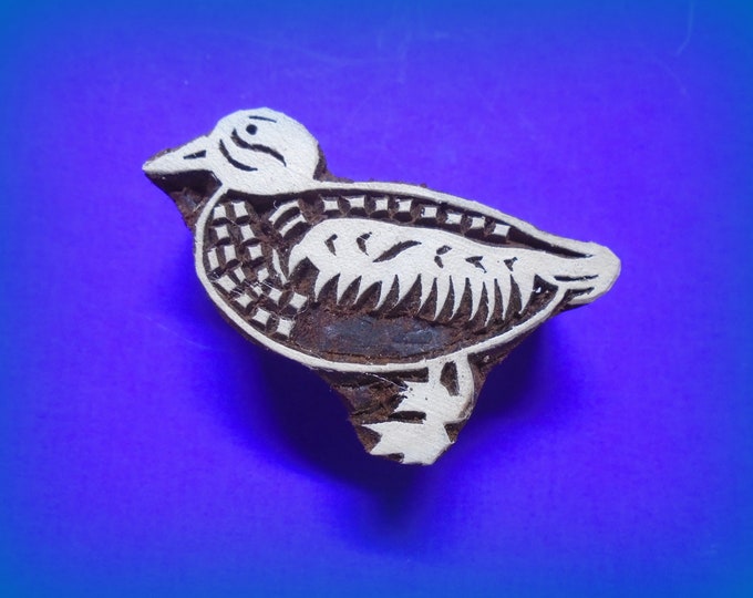 Duck Bird Hand Carved Wood Stamp Fabric Textile Clay Pottery Indian ...