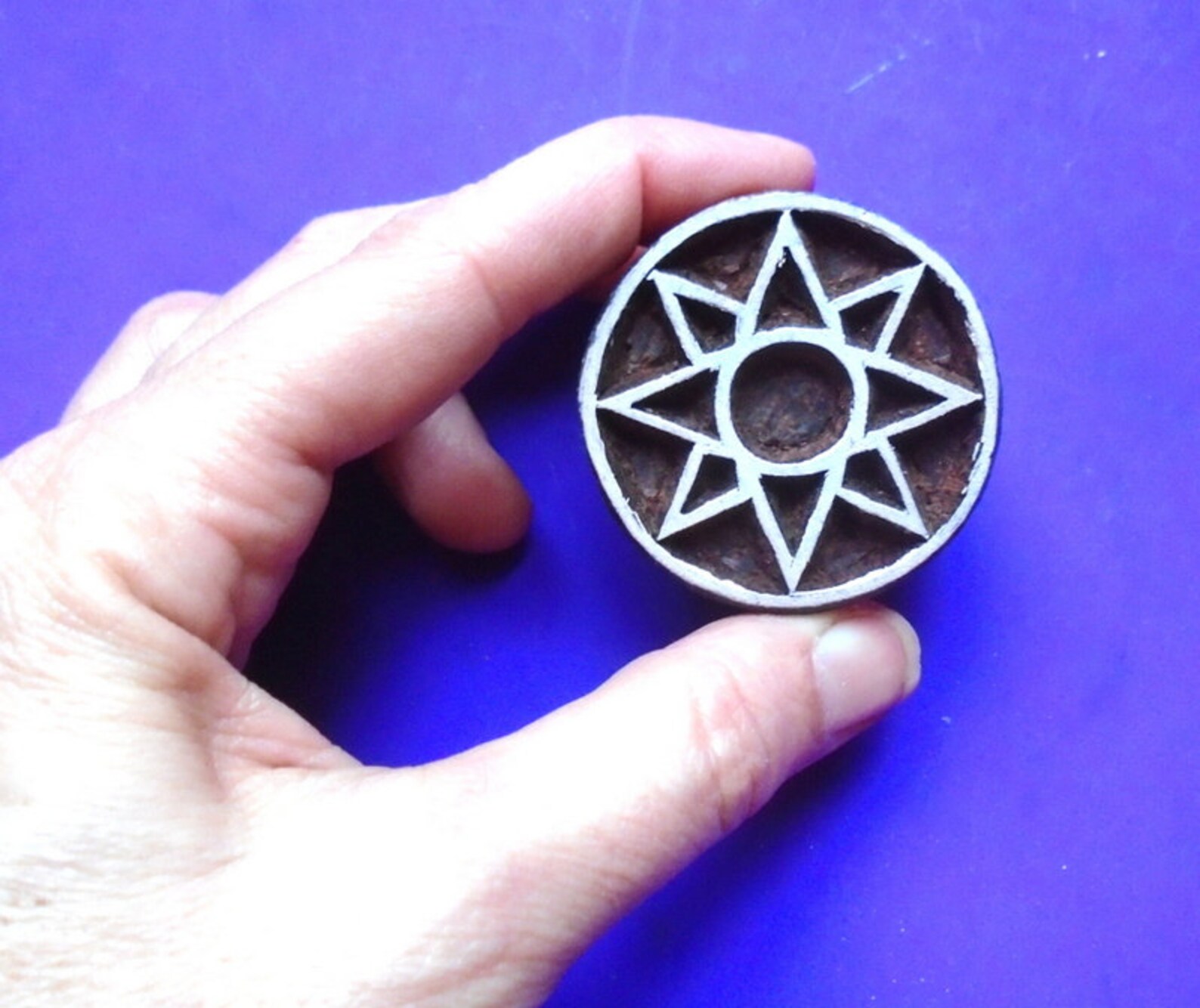 Native American Hope Hand Carved Print Block Symbol Star Fabric Textile ...