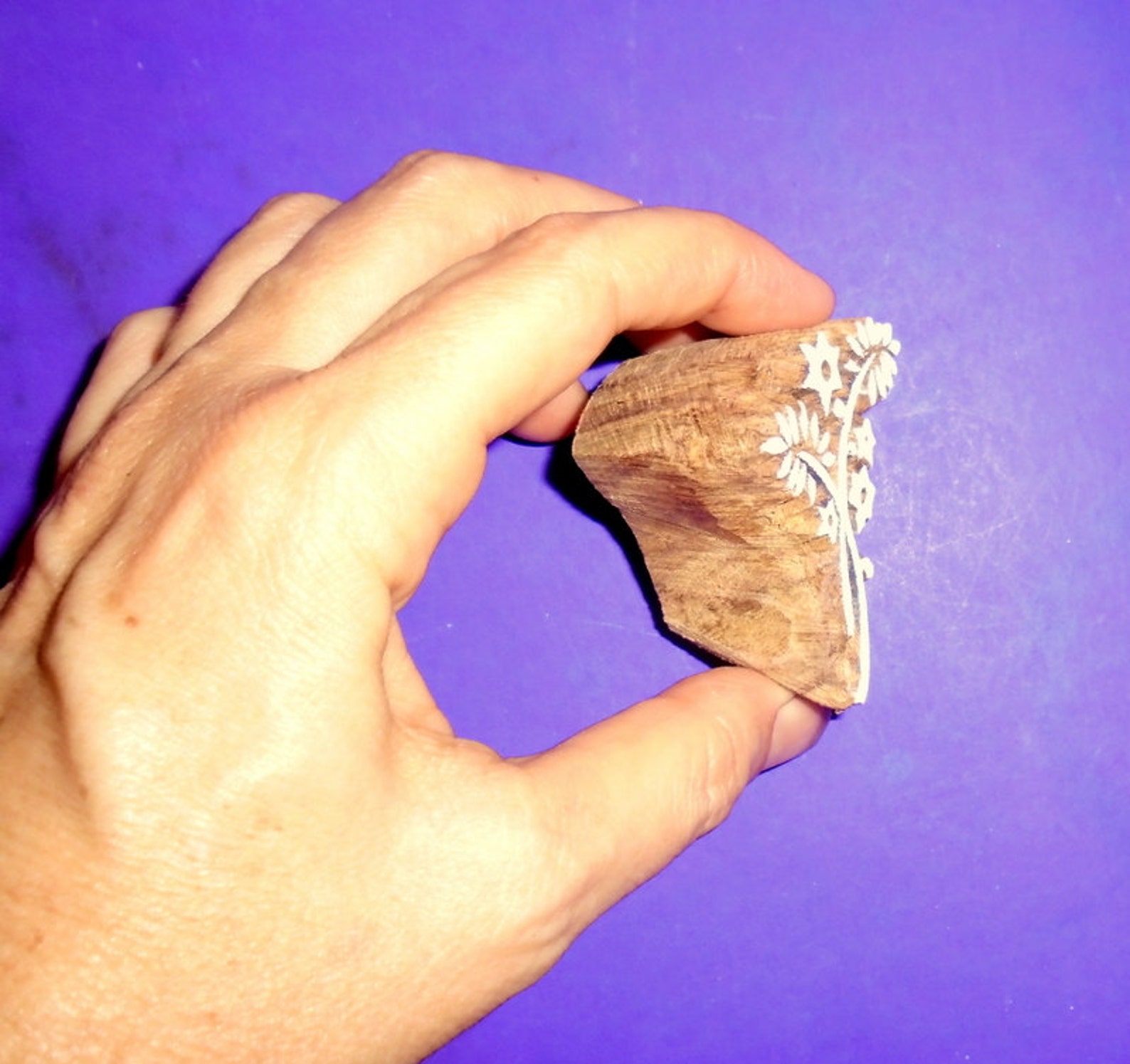 Floral Stamp Hand Carved Wood Batik Fabric Pottery Clay Indian - Etsy