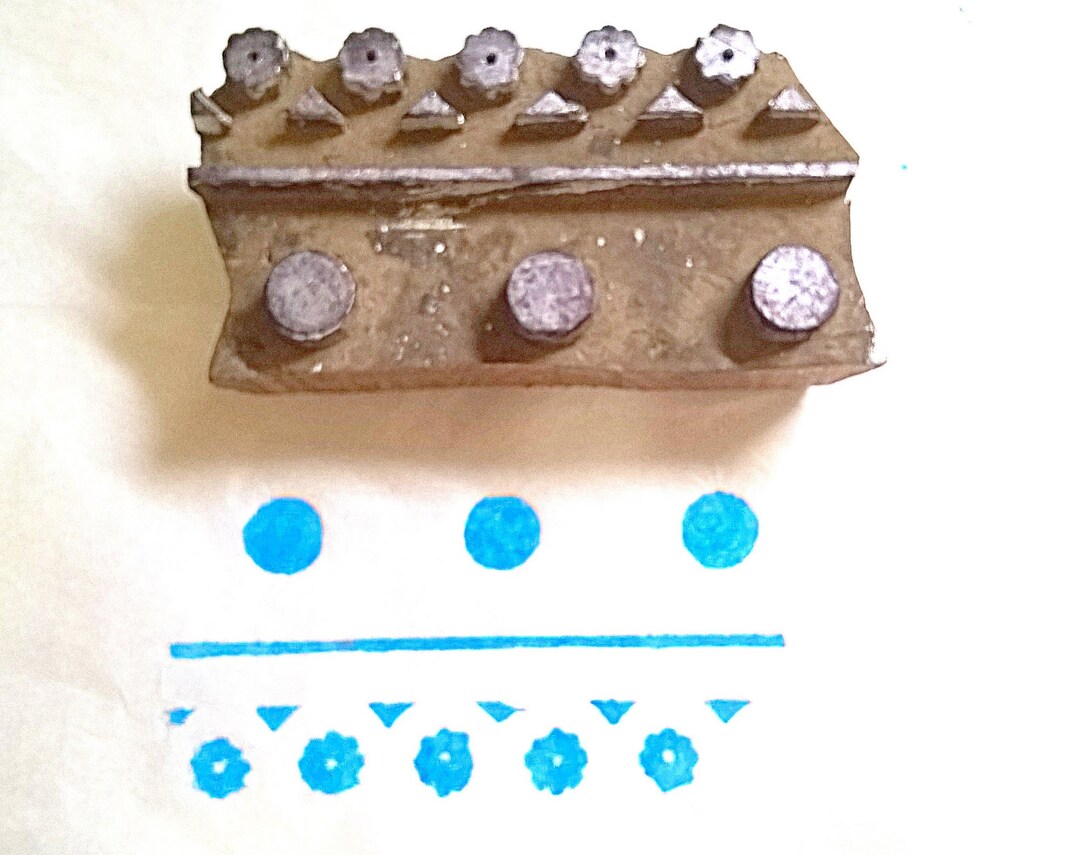 Vintage Indian Wood Print Block: Dot Flower Border Stamp - Etsy