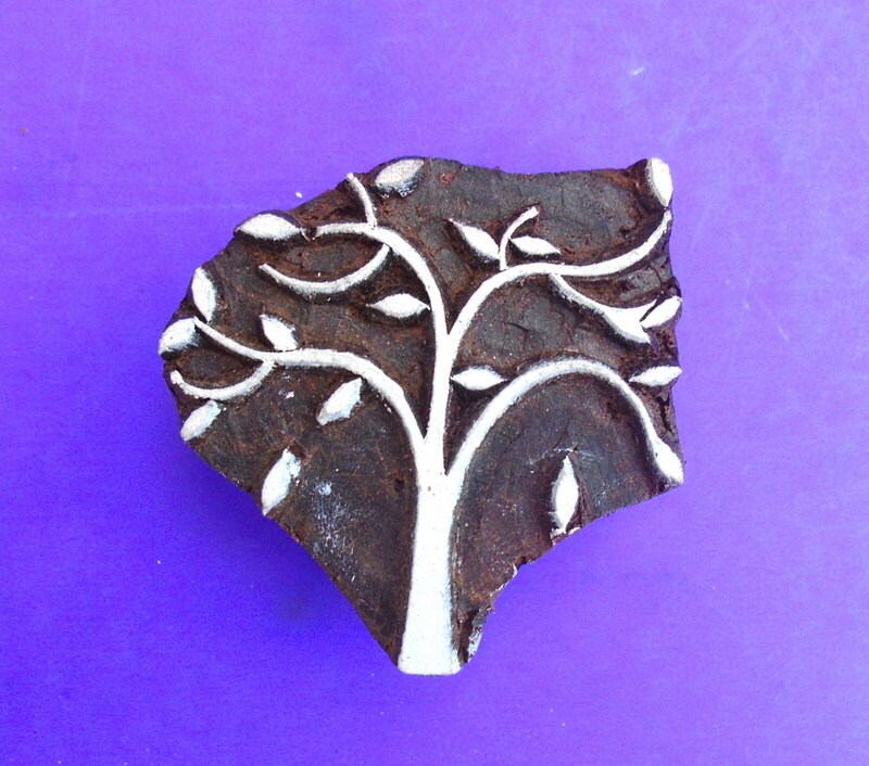 Wood Tree Hand Carved Pottery Clay Fabric Textile Stamp Indian Print ...