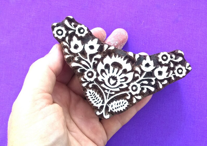 Corner Wood Pottery Stamp Hand Carved Printing Block for Textile, Clay ...