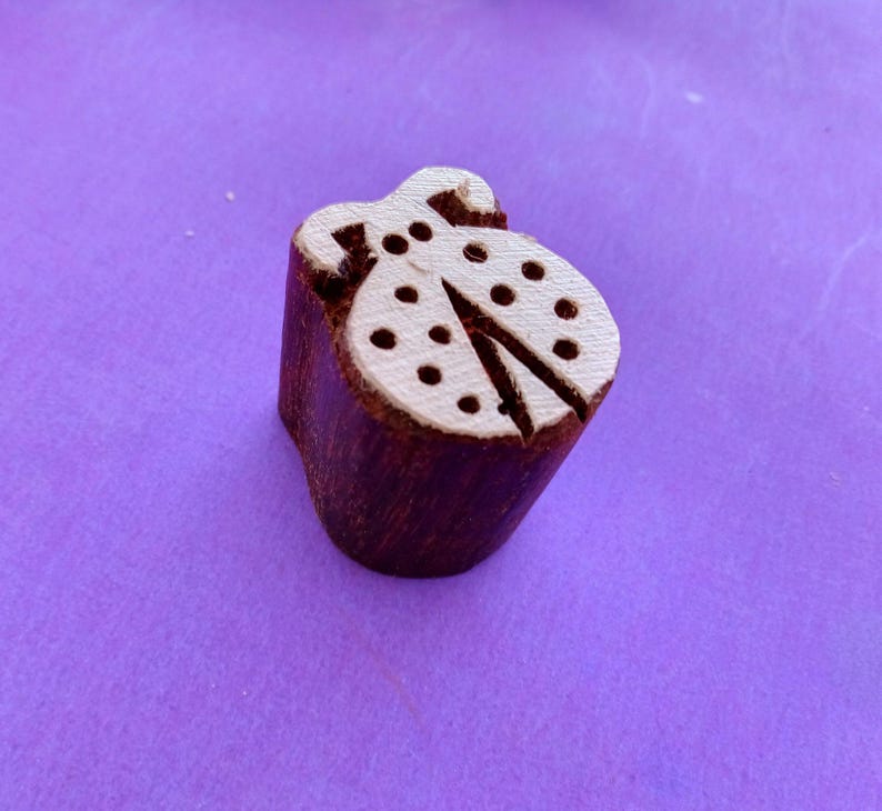 Ladybug Hand Carved Pottery Wood Stamp Insect Indian Print Block - Etsy