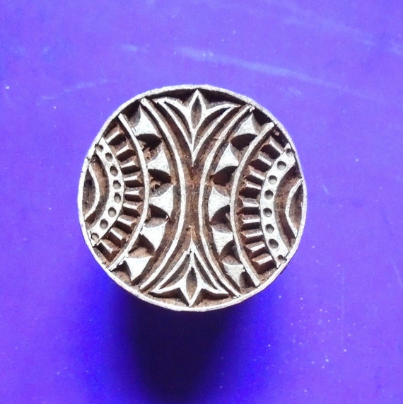 Round Wood Henna Stamp Indian Clay Textile Fabric Print Block | Etsy