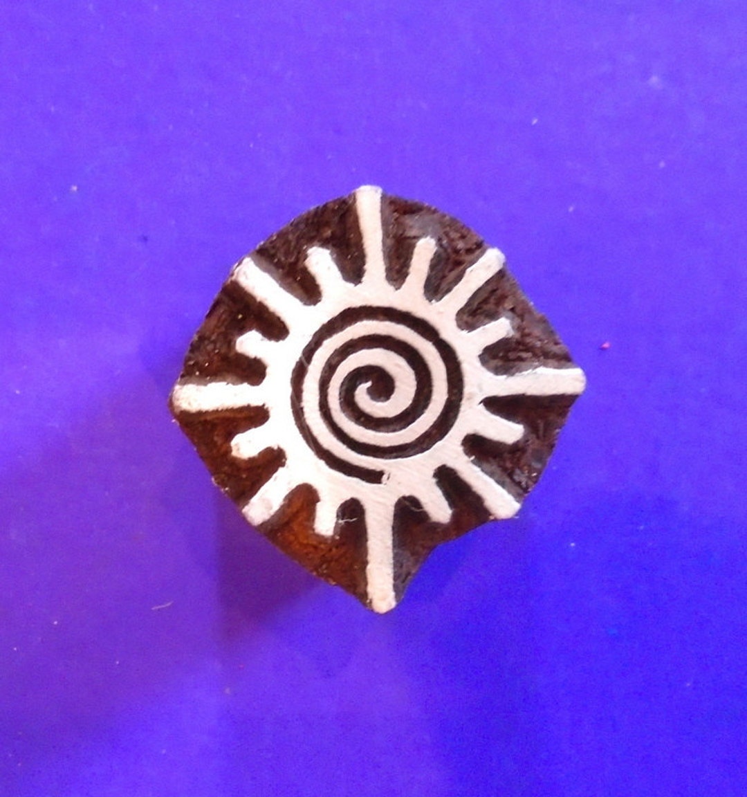 Native American Sun Symbol Spiral Fabric Textile Pottery Wood Stamp ...