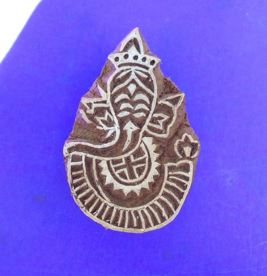 Ganesh Stamp Hand Carved Indian Print Block Wood Clay Pottery Textile ...