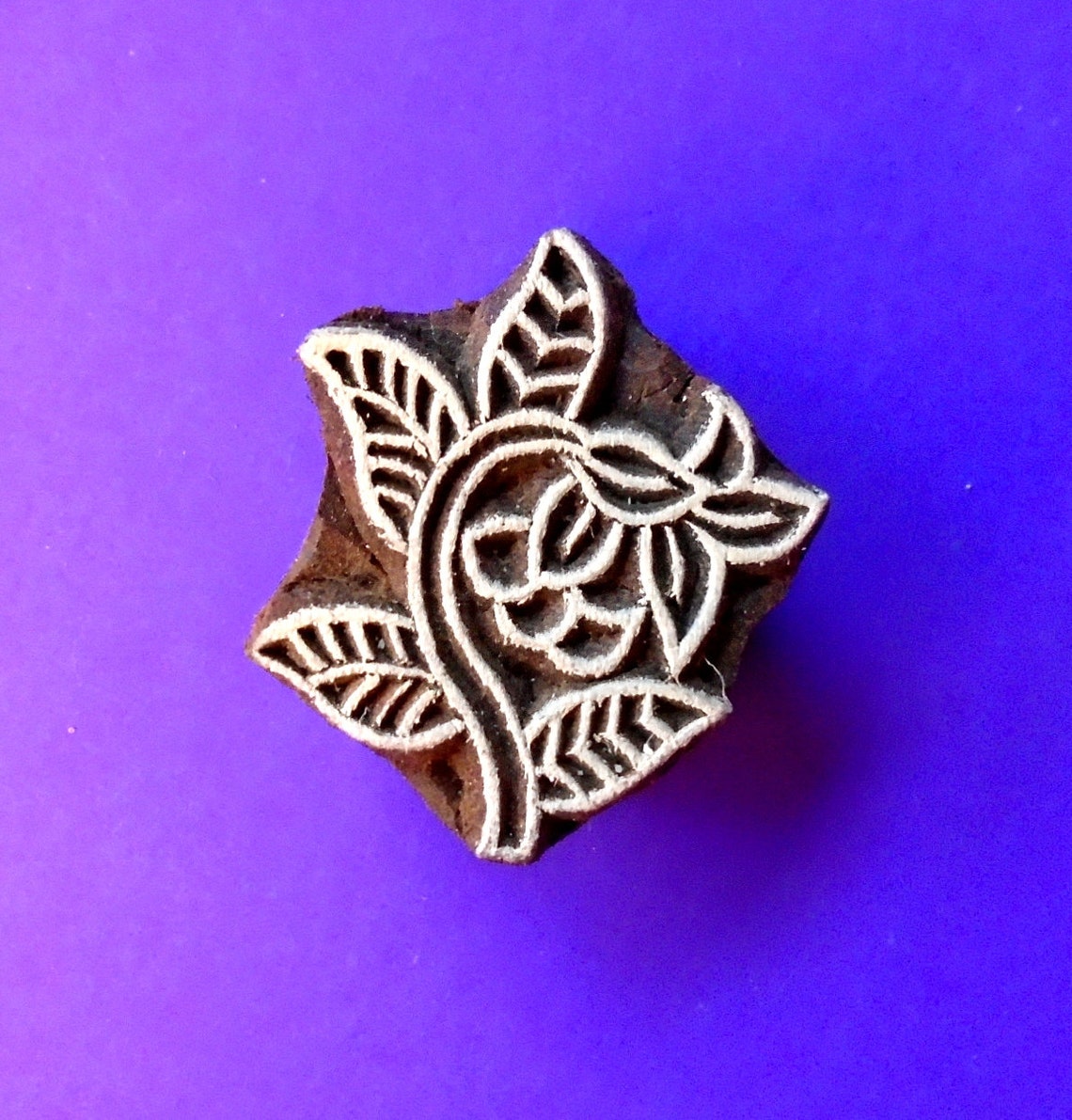 Hand Carved Floral Wood Henna Stamp Fabric Textile Clay - Etsy