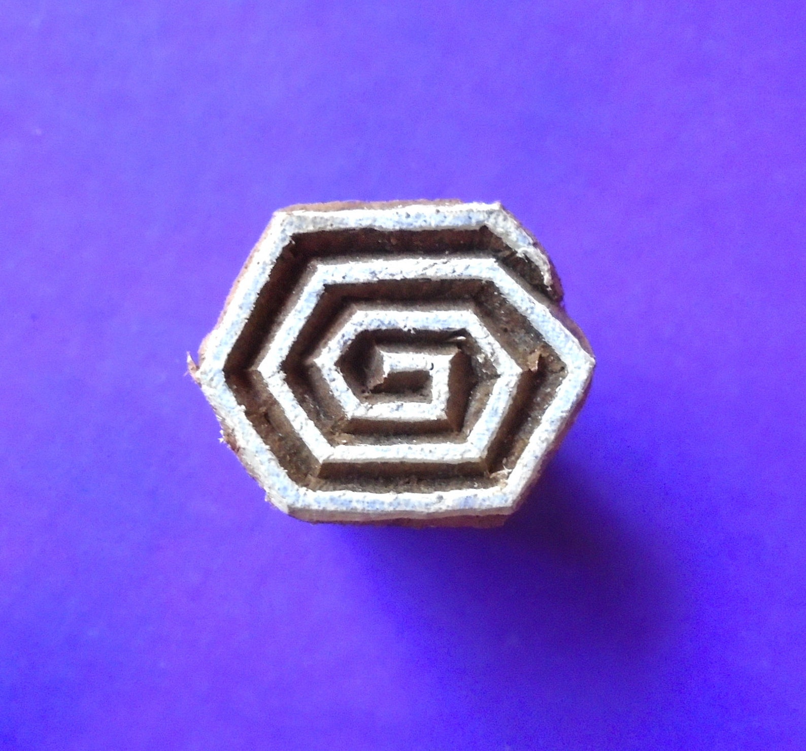 Small Hexagon Spiral Wood Pottery Stamp Hand Carved Geometric - Etsy