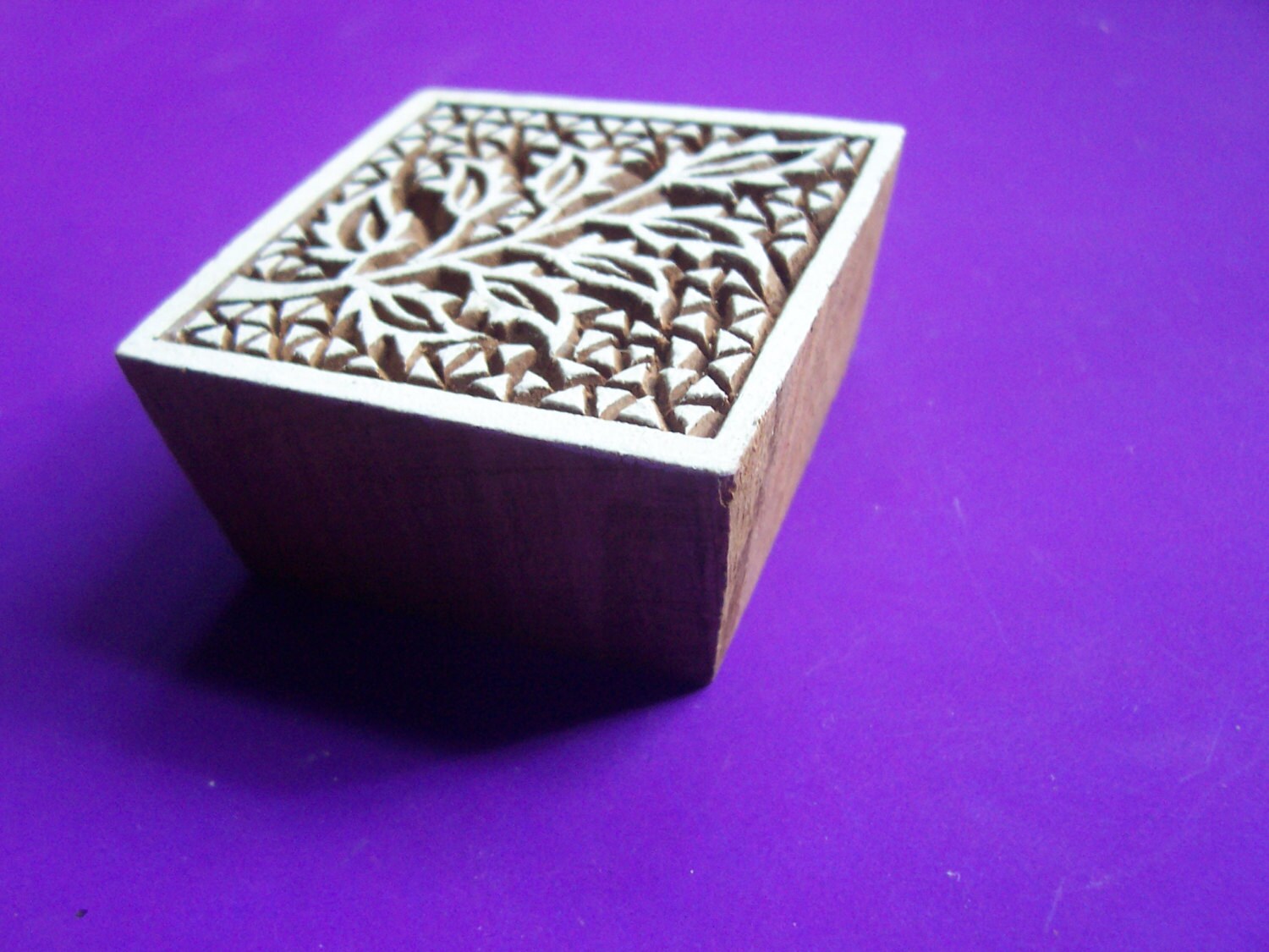 Leaf Hand Carved Square Wood Fabric Textile Stamp Indian Print Block ...