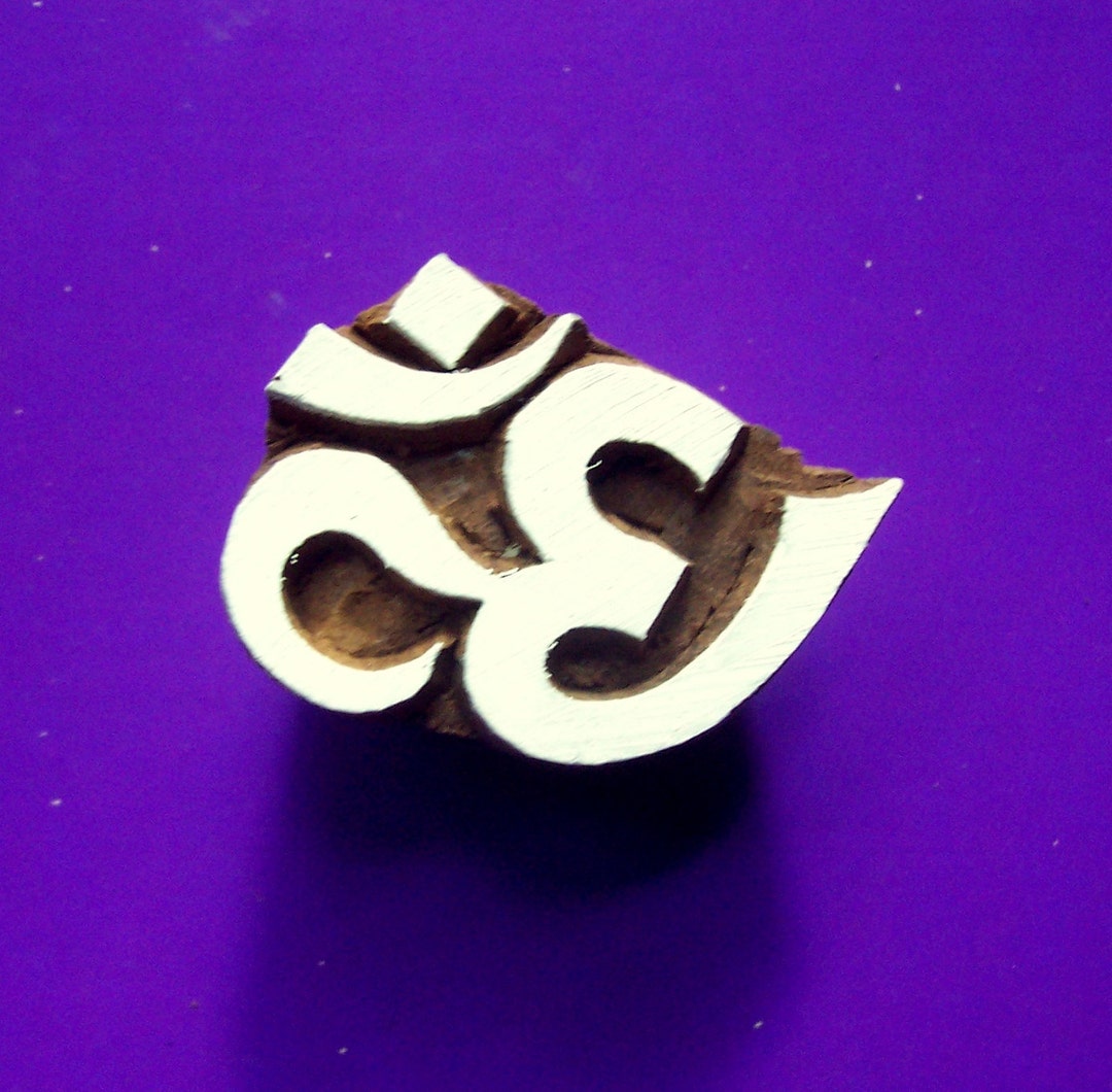 OM Stamp Hand Carved Fabric Textile Wood Clay Indian Print Block (S18 ...