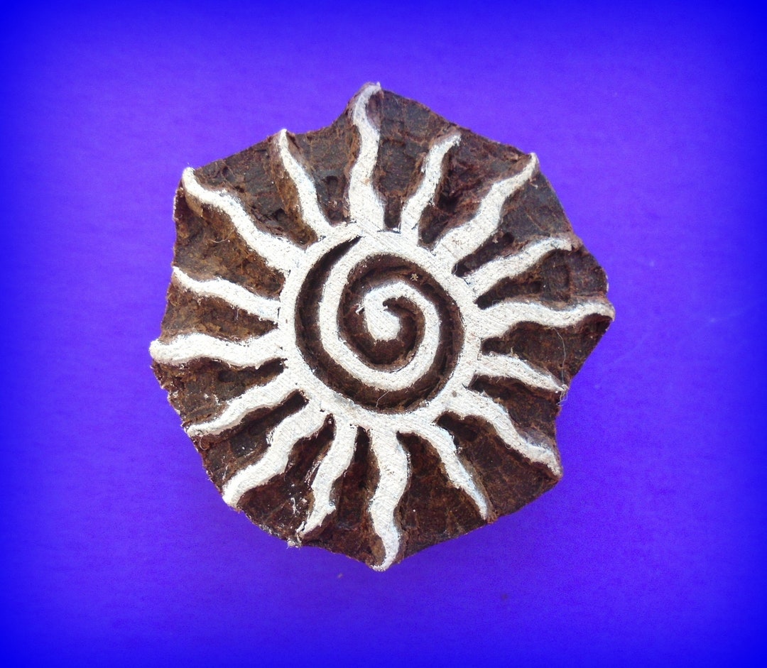 Hand Carved Sun Symbol Wood Stamp: Textile Printing Block - Etsy