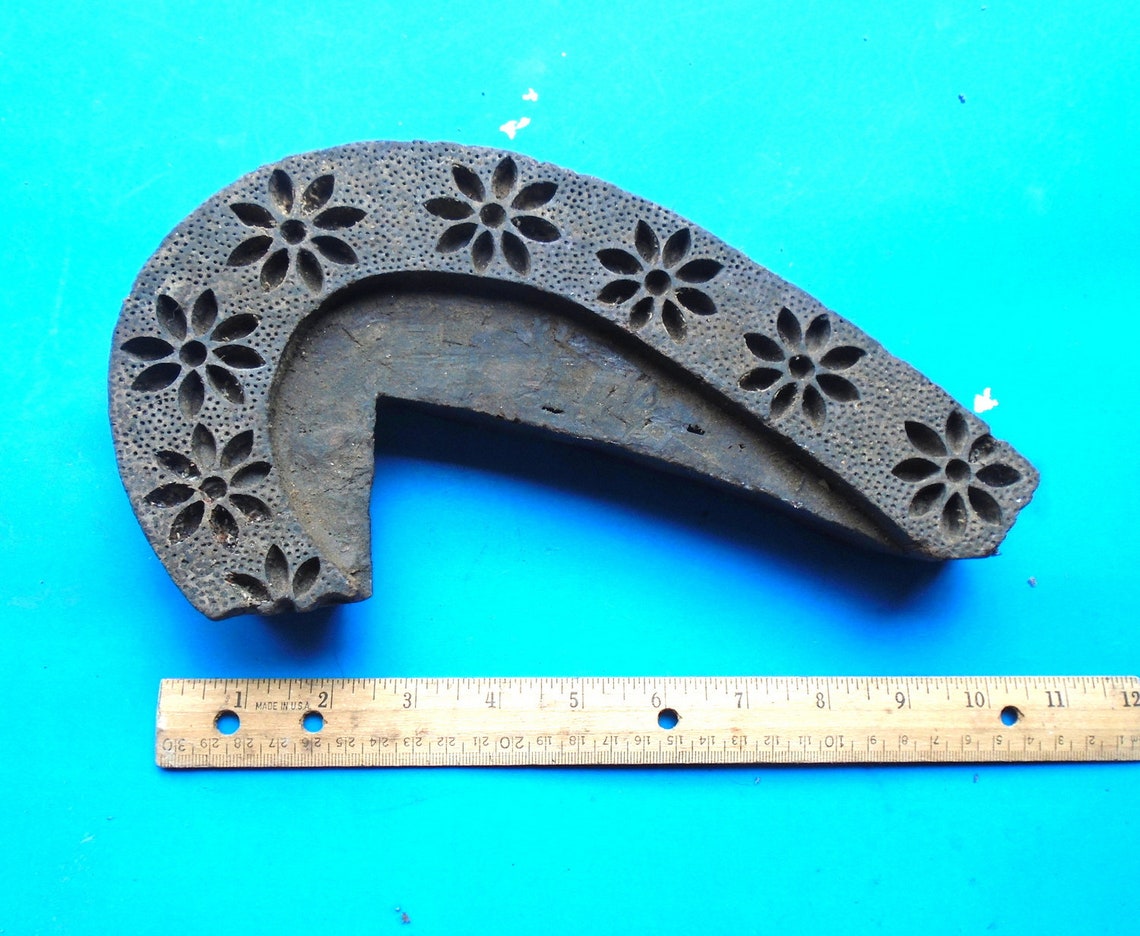 Antique Vintage Large Wood Abstract Stamp Hand Carved Old Indian Print ...