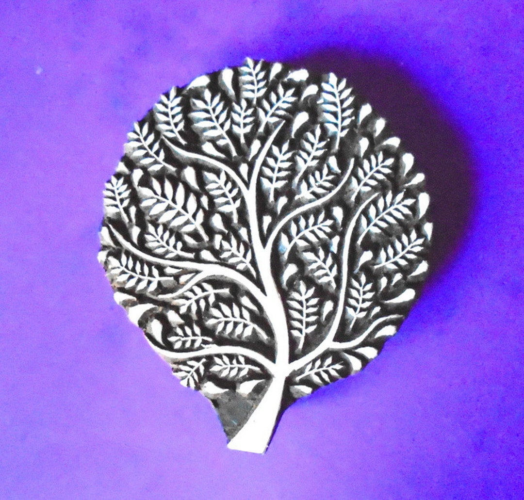 Large Tree Hand Carved Wood Stamp Indian Textile Pottery Print Block - Etsy