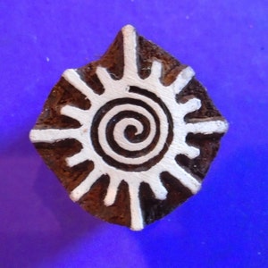 Native American Sun Symbol Spiral Fabric Textile Pottery Wood Stamp ...