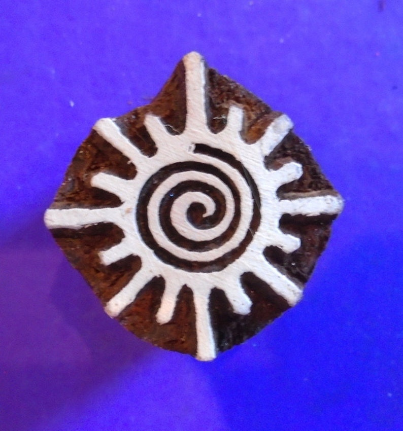 Native American Sun Symbol Spiral Fabric Textile Pottery Wood Stamp ...