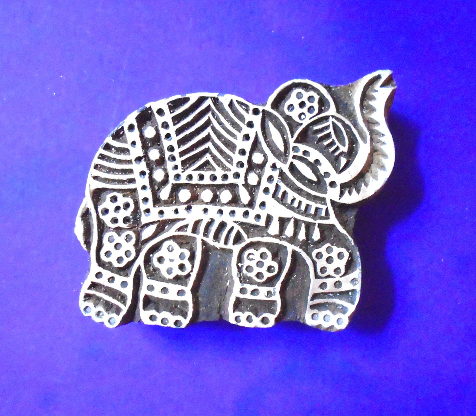 Elephant Hand Carved Wood Stamp Animal Textile Clay Pottery Fabric ...