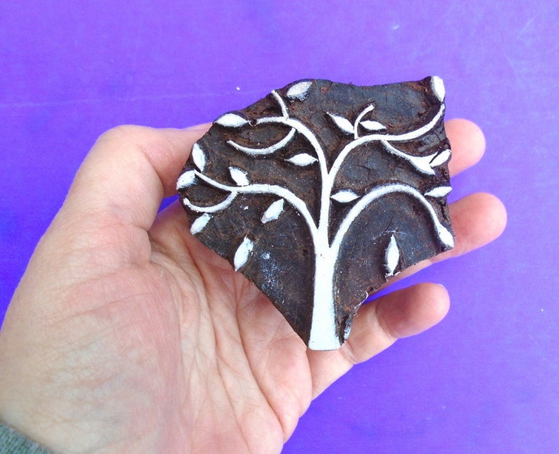 Wood Tree Hand Carved Pottery Clay Fabric Textile Stamp Indian Print ...