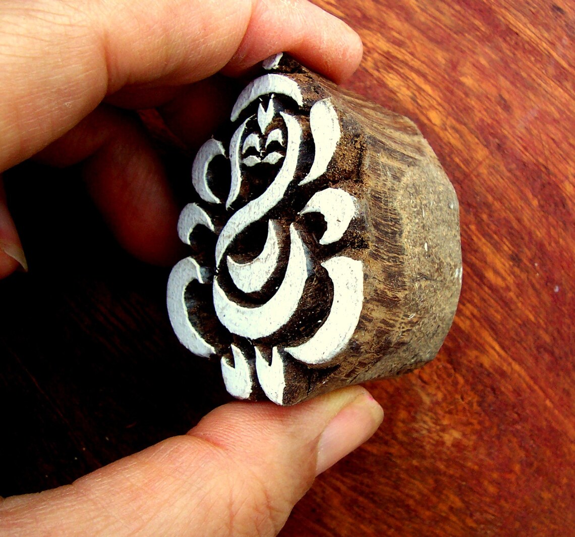 Ganesh Hand Carved Wood Stamp Indian Print Block S20 - Etsy