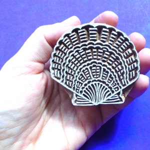 Sea Shell Pottery Wood Stamp Hand Carved Fabric Textile Printing Block ...