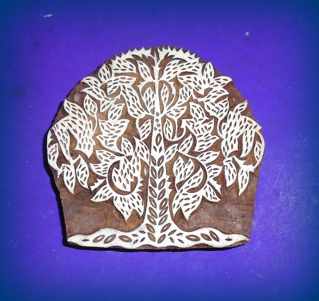 Large Tree Stamp Hand Carved Printing Block for Fabric Textile Wood ...
