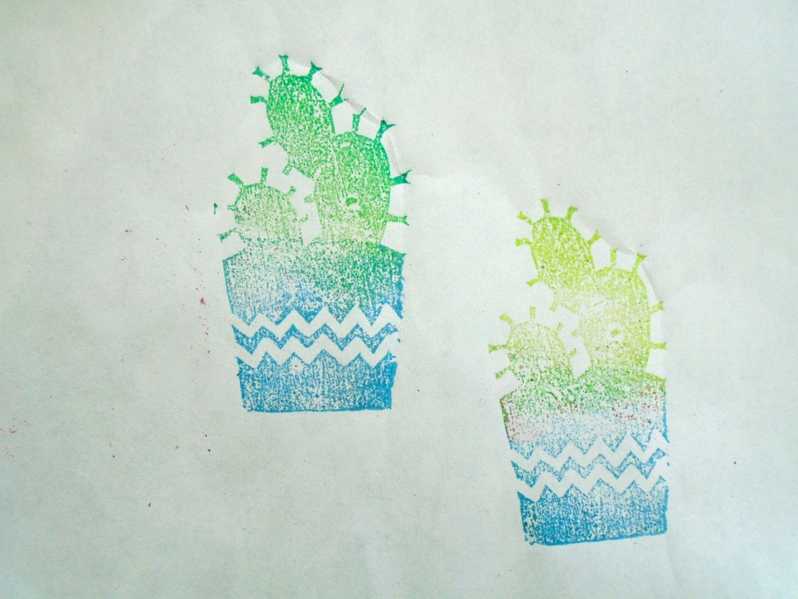 Cactus Hand Carved Wood Stamp Batik Pottery Clay Indian Print Block ...