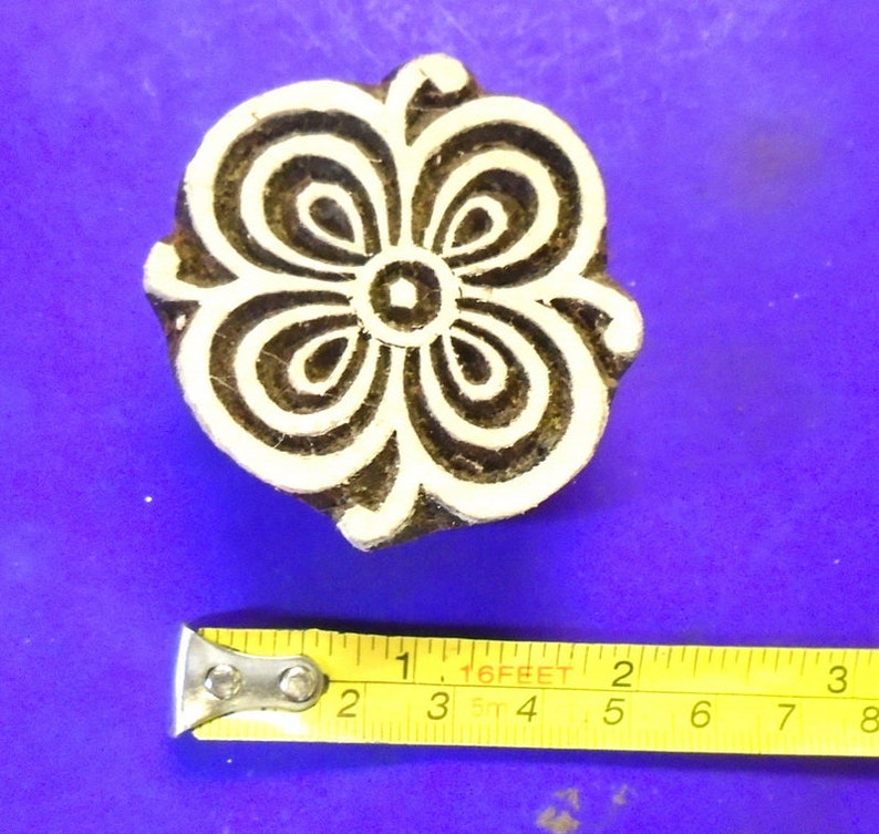 Round Flower Wood Henna Stamp Hand Carved Fabric Textile - Etsy