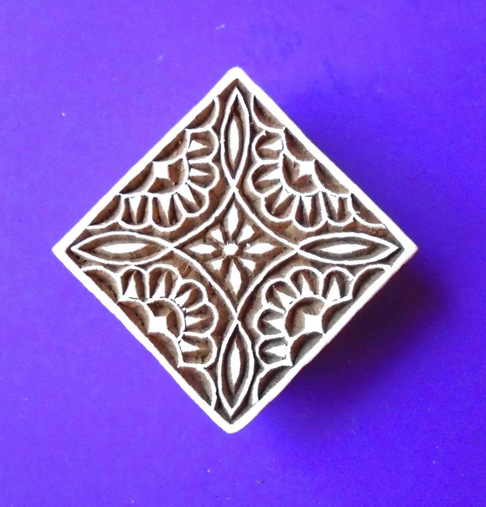 Hand Carved Wood Square Stamp Fabric Textile Pottery Clay | Etsy