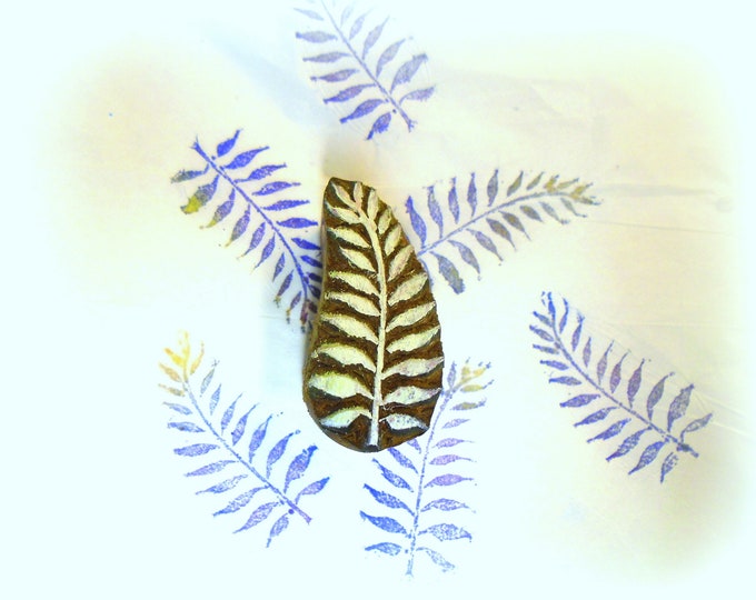 Fern Leaf Hand Carved Indian Print Block Wood Fabric Textile Clay ...