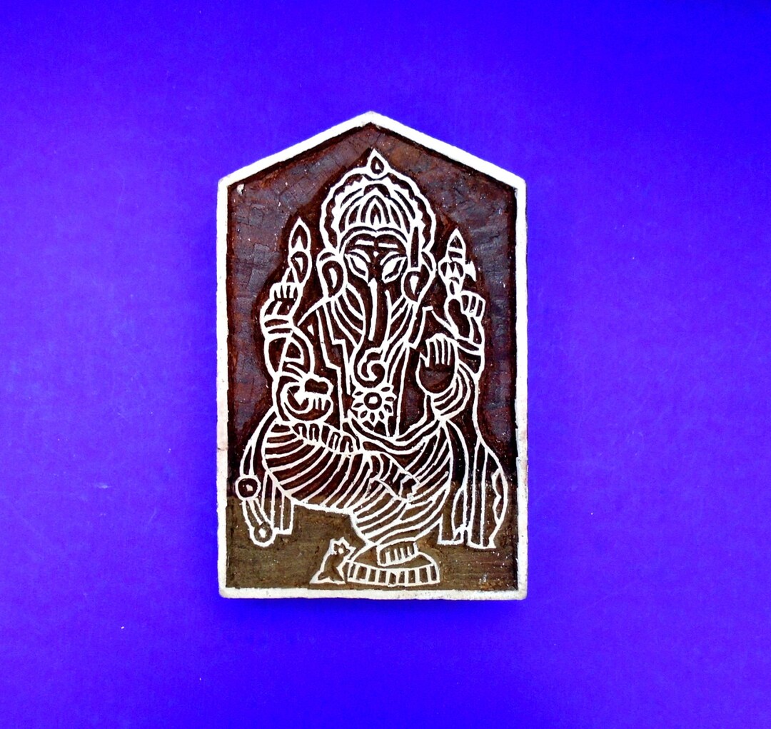 Large Ganesh Hand Carved Wood Stamp Indian Print Block (S75)--ON SALE ...