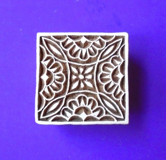 Hand Carved Wood Square Stamp Fabric Textile Pottery Clay - Etsy