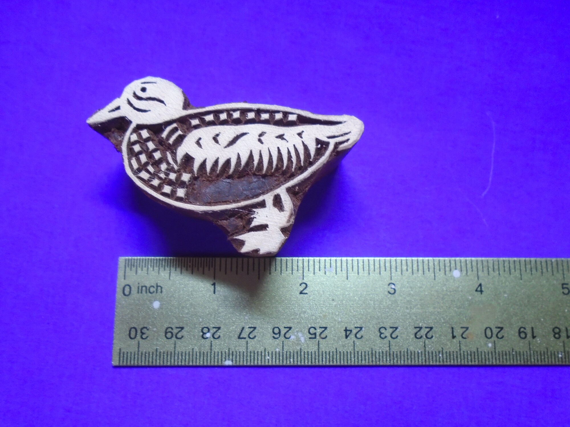 Duck Bird Hand Carved Wood Stamp Fabric Textile Clay Pottery Indian ...
