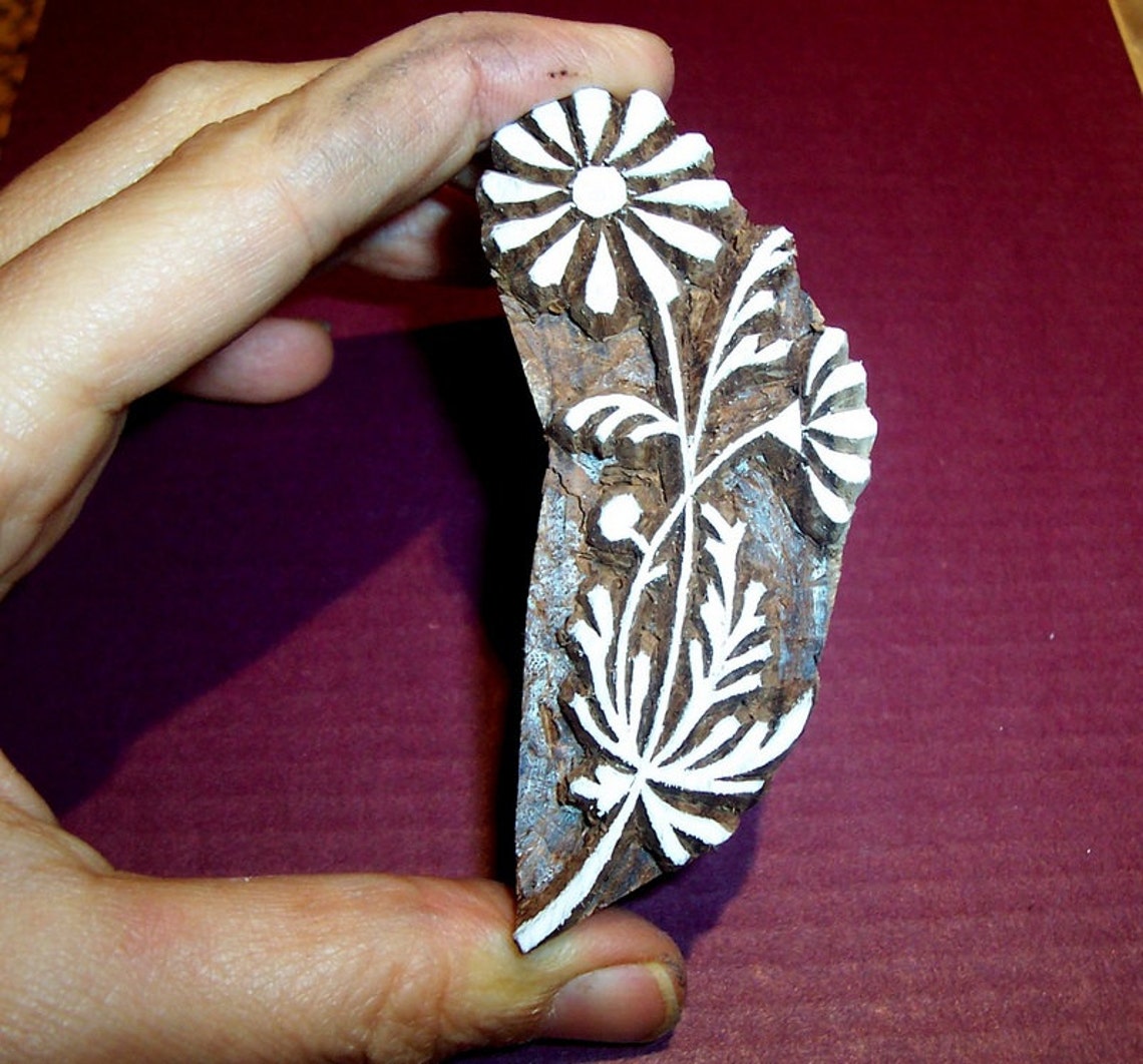 Daisy Flower Stalk Hand Carved Wood Stamp Clay Textile - Etsy