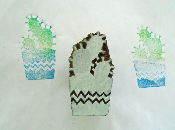Cactus Hand Carved Wood Stamp Batik Pottery Clay Indian Print | Etsy