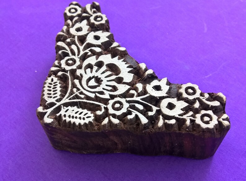 Corner Wood Pottery Stamp Hand Carved Printing Block for Textile, Clay ...
