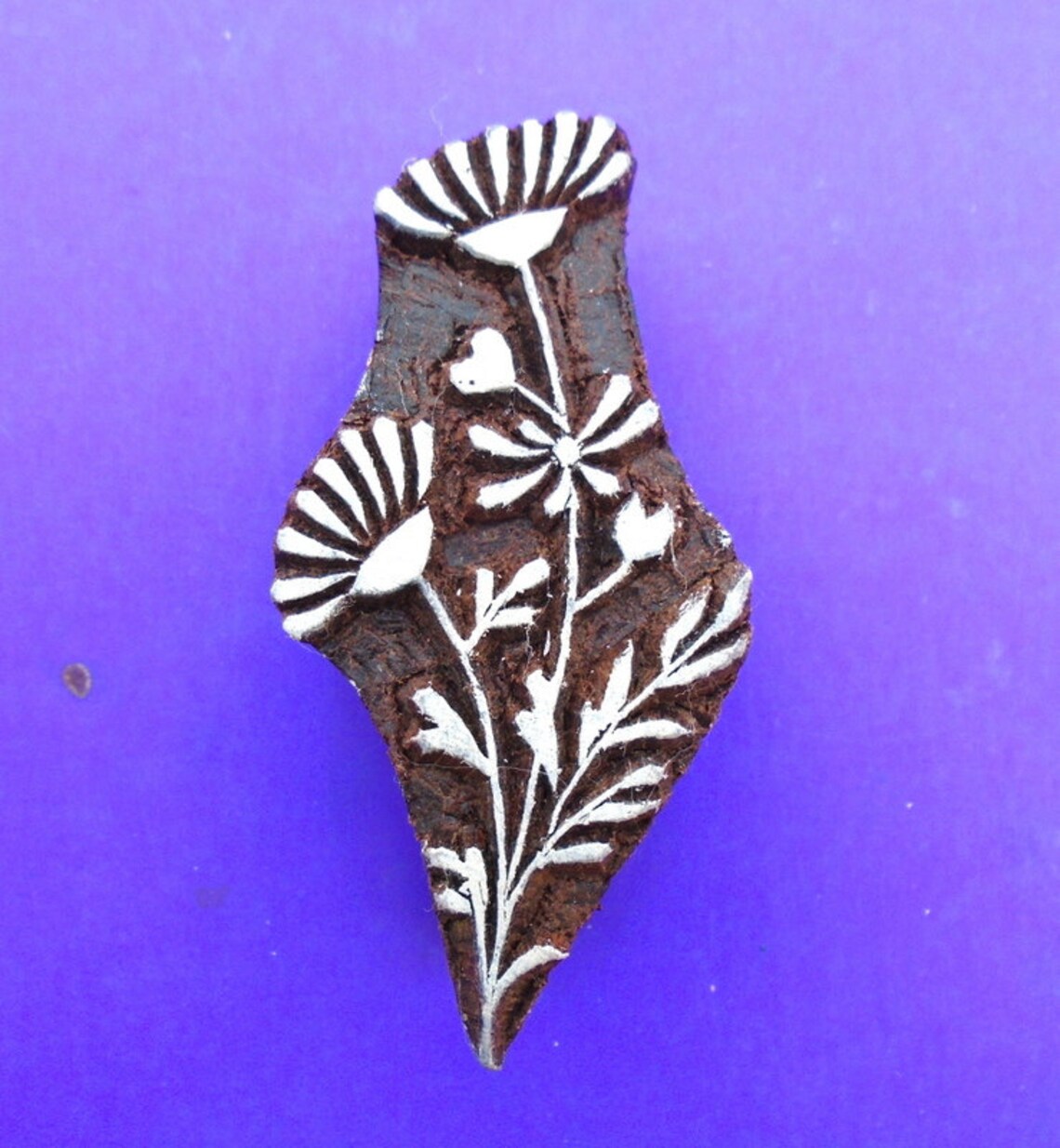 Daisy Flower Stalk Hand Carved Wood Stamp Clay Textile Indian Print ...