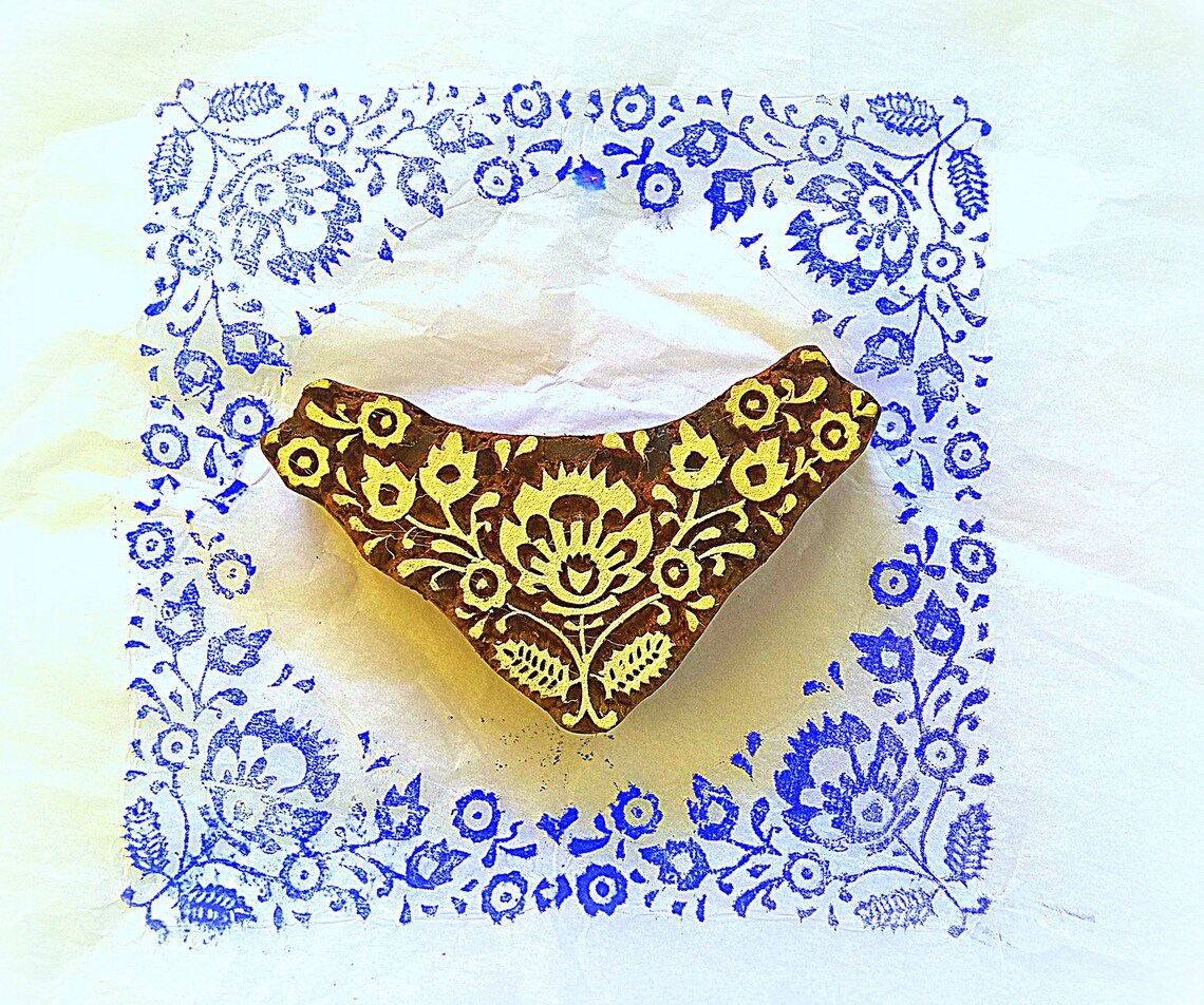 Corner Wood Pottery Stamp Hand Carved Printing Block for Textile, Clay ...