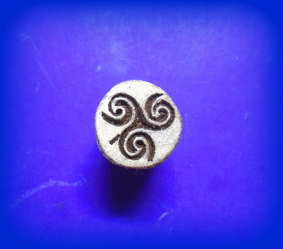 Swirl Spiral Wave Hand Carved Stamp Triskelion Celtic Symbol Pottery ...