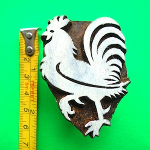 Rooster Stamp Farm Animal Bird Hand Carved Wood Fabric Textile Clay ...