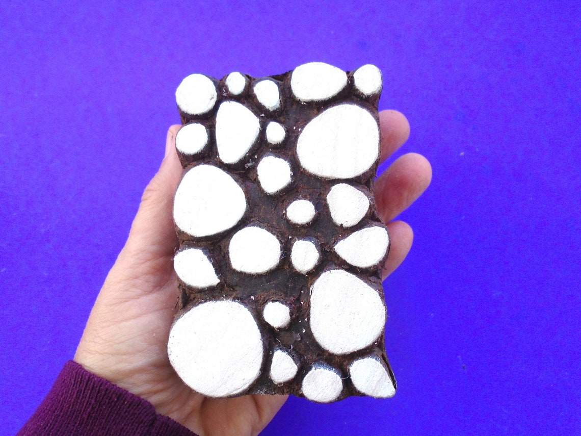 Pebbles Cobblestone Pottery Stamp Hand Carved Wood Print Block - Etsy