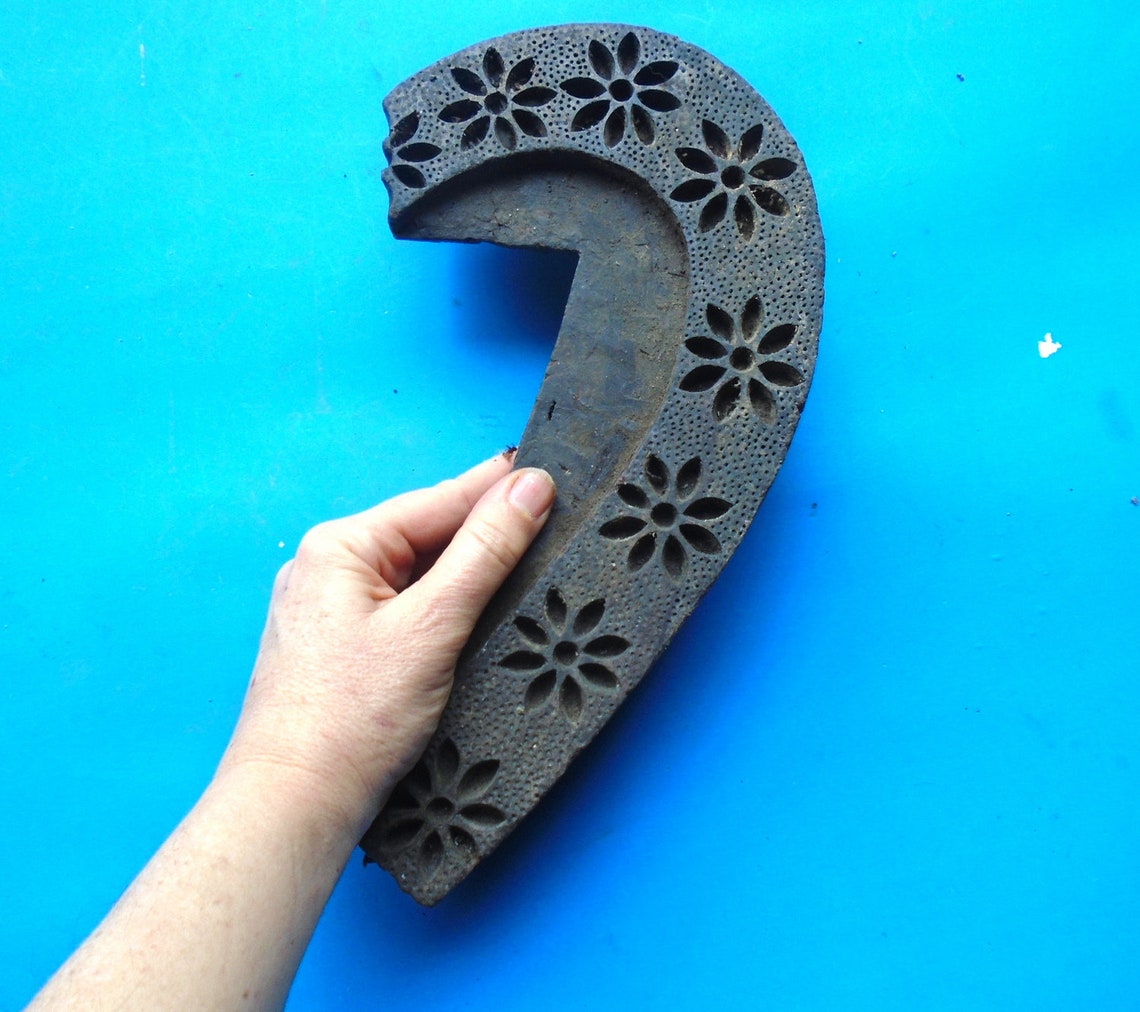 Antique Vintage Large Wood Abstract Stamp Hand Carved Old Indian Print ...