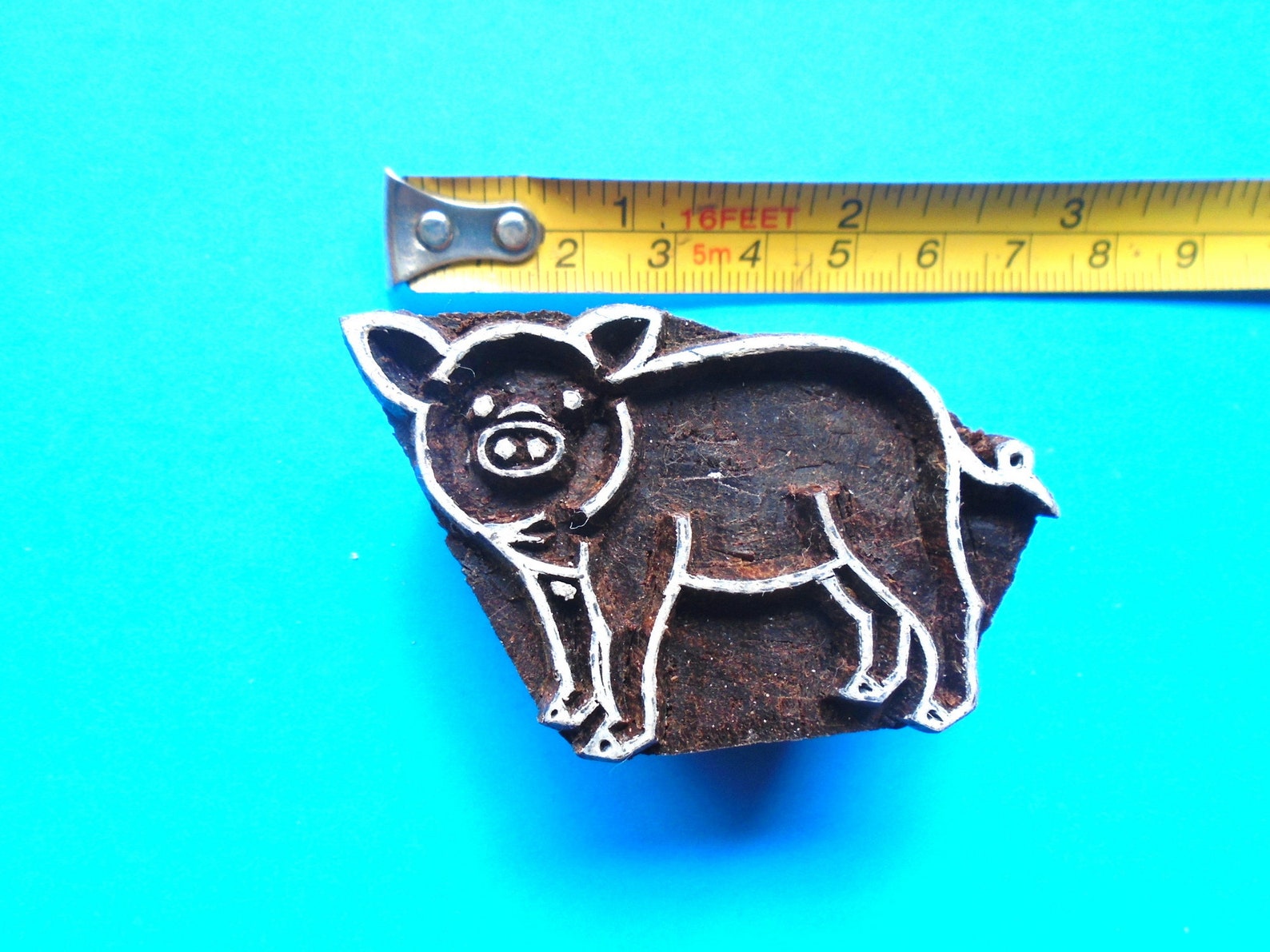 Pig Farm Animal Pottery Stamp Hand Carved Wood Fabric Textile | Etsy