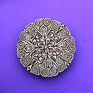 Large 5 Inch Hand Carved Wood Stamp Indian Print Block Floral ...
