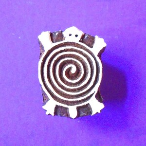 Native American Turtle Print Block Spiral Hand Carved Wood Stamp Indian ...