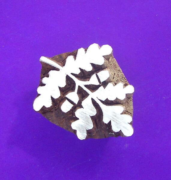 Oak Leaf Acorn Wood Stamp Hand Carved Indian Print Block - Etsy