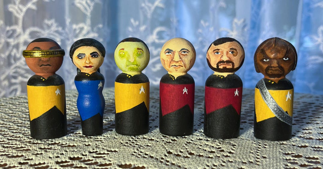Star Trek TNG Inspired Wooden Peg Dolls 6 Total - Etsy