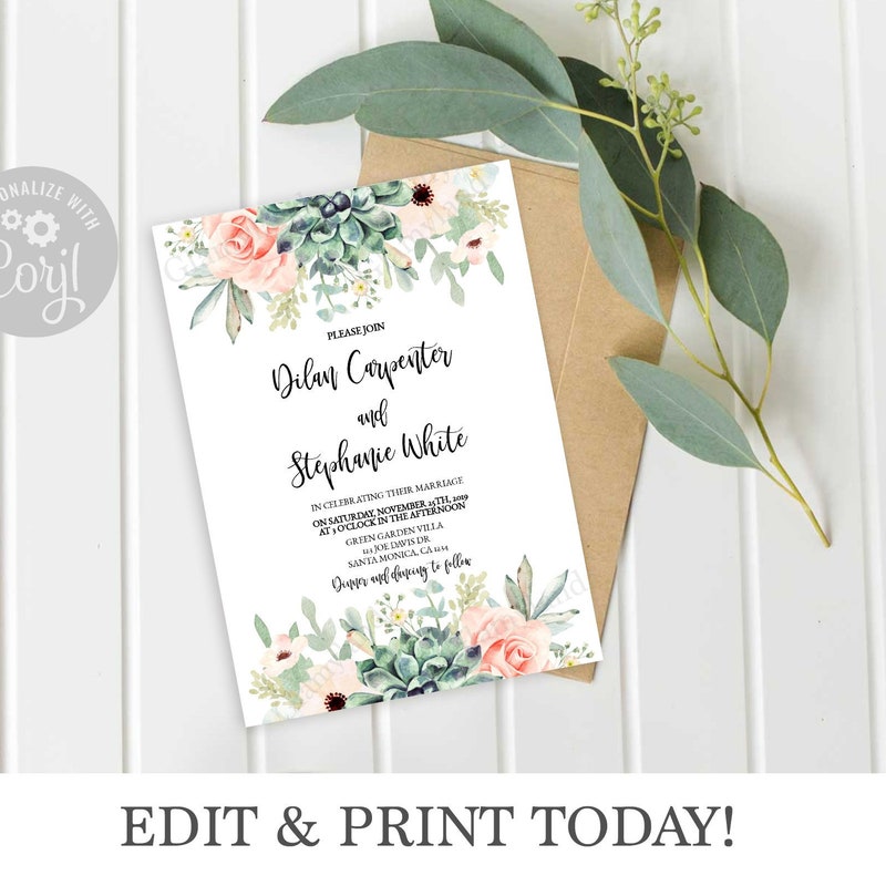 Succulent Invitation - Etsy