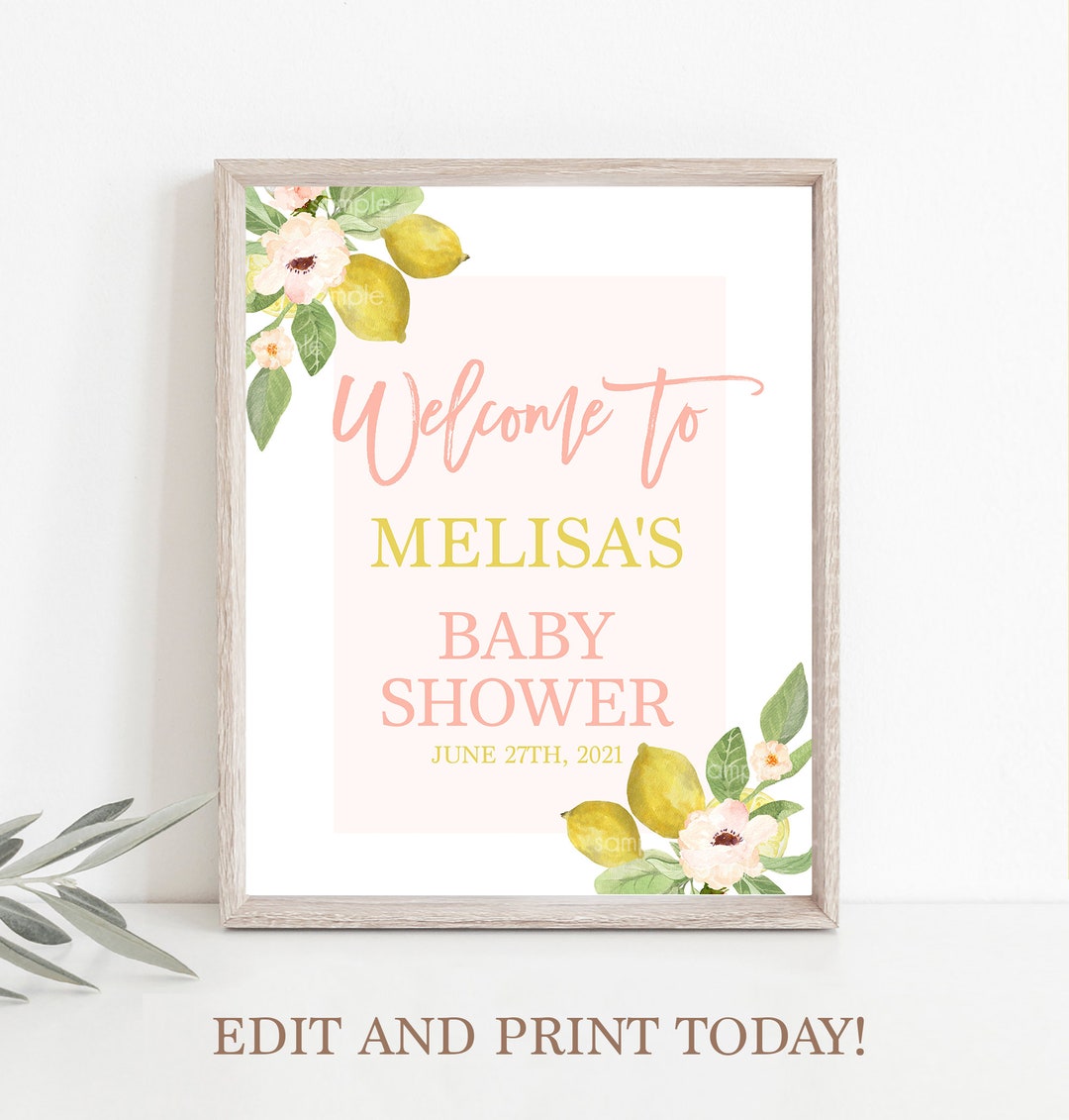 Lemons Welcome Sign, Printable Shower Sign, Instant Download Printable ...
