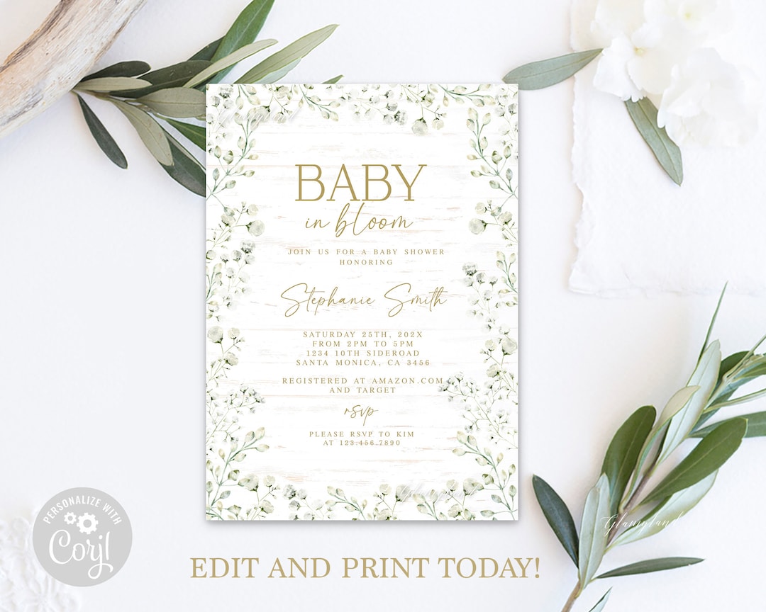 Baby's Breath Baby Shower Invitation, Gypsophila Gender Neutral Baby in ...